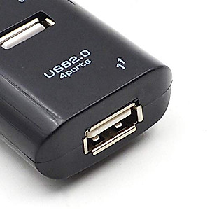 Lysee USB Cables - 4-Port Splitter Hub Adapter Mini USB 2.0 Hi-Speed Adapter for PC Computer - (Color: Black)