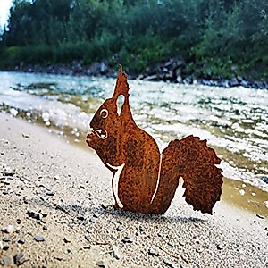 GZGNEEVL Garden Decoration Rusty Animal Garden Metal Art Corten Steel Outdoor Decor Squirrel Yard Handmade Decor
