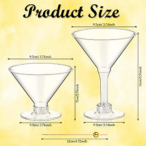 Roshtia 75 Sets Plastic Martini Glasses with Cocktail Picks 5oz Tall Plastic Martini Cups Disposable Cocktail Glasses Clear Mini Dessert Glasses for Wine Champagne Dessert Appetizer Party Supplies