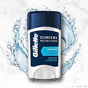 Gillette Clinical Strength Clear Gel Men's Antiperspirant and Deodorant, 72-Hour Sweat Protection, Cool Wave, #1 Clinical Brand For Men, 1.6 oz (Pack of 3)