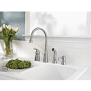 Pfister Avalon Kitchen Sink Faucet with Side Sprayer and Soap Dispenser, Single Handle, High Arc, Stainless Steel Finish, GT264CBS