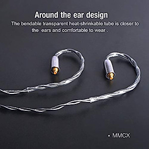 okcsc Earphone Upgrade Cable,MMCX Earbuds Replacement Cord,4 Cores OFC Silver Plated Earphones Audio Adapter with Mic for Shure SE215 SE315 SE535 (mmcx,Gray,Mic)