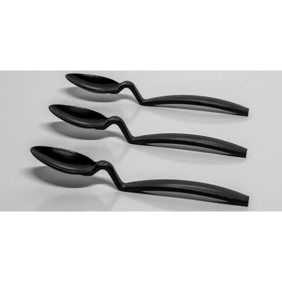 Go Touchless! Ergonomic Flatware Cutlery Set for 12 | Fork, Spoons & Knives Silverware Utensil Set | Reusable Dinnerware Sets Plastic Top Rack Dishwasher Safe | Black Flatware 36 Count