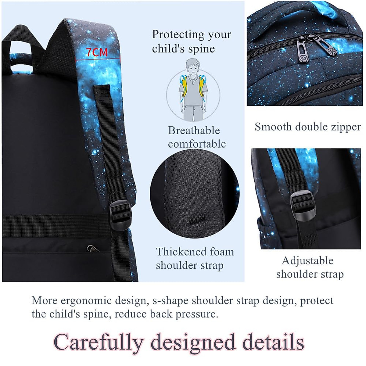 EKUIZAI Lattice Starry Geometric Print Backpack Elementary School Daypack Middle School Students Knapsack Primary Kids Schoolbag
