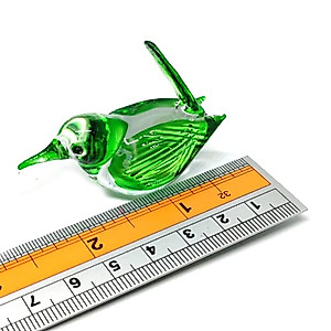 POJPANAPUT Bird Glass Figurines Collectibles Hand Blown Art Animals Decor Sculpture Desk Table Ornament (Green)