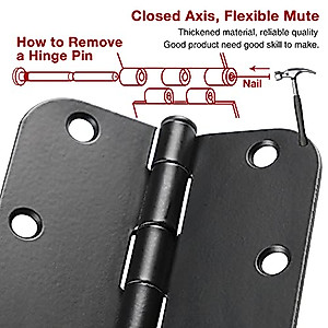 30 Pack Rounded Matte Black Door Hinges 3.5 Inch 5/8" Radius Interior 3 1/2 Inch Door Hinges Flat Iron Bifold Residential Standard Bedroom Indoor Door Hinges for Doors 3 ½"x 3 ½" Hardware Controls