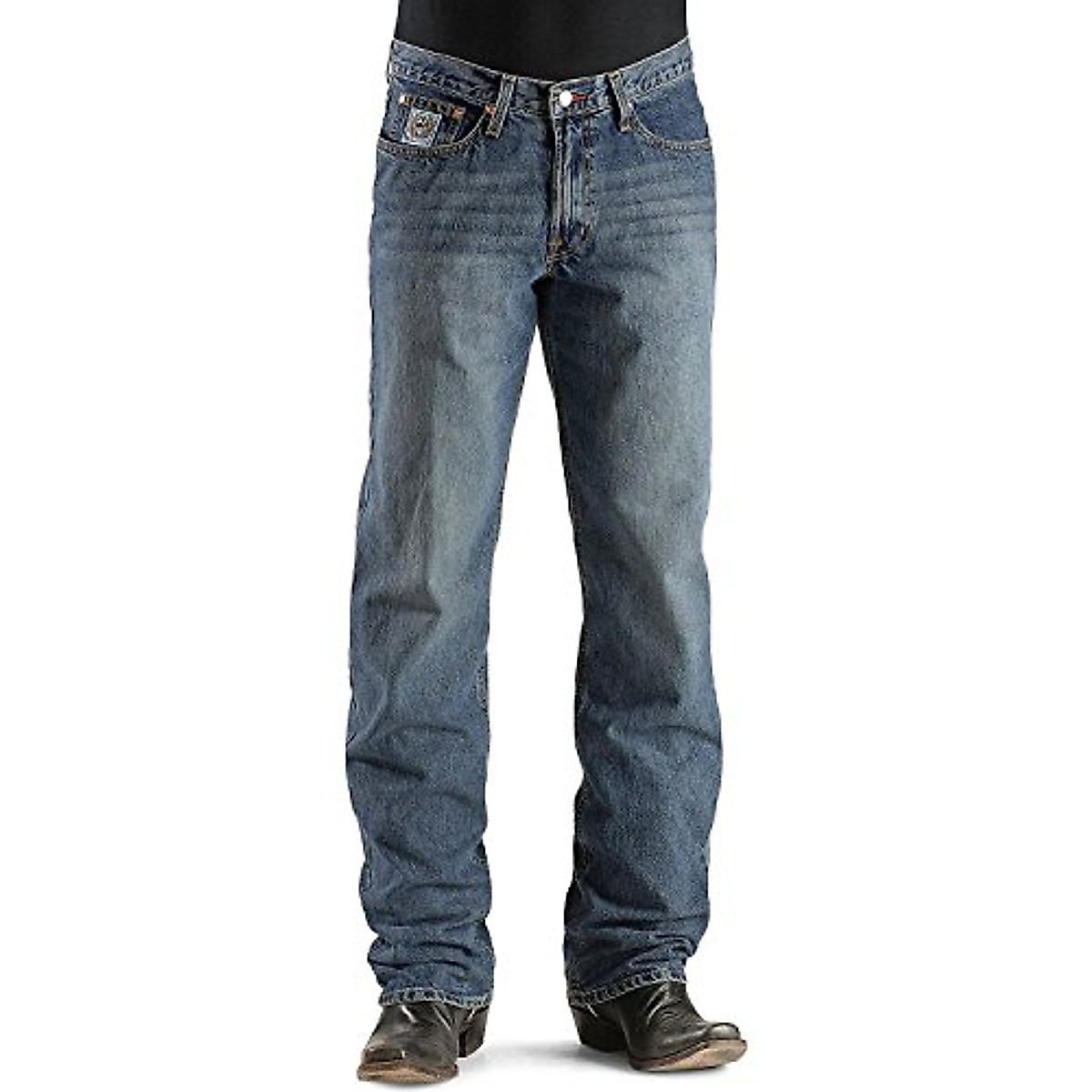 Cinch Men's White Label Relaxed Fit Jean, Medium Stone Wash, 32W x 38L