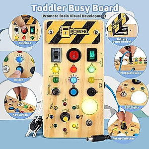 Sumsoltic Busy Board with LED Light,Montessori Toys for 1 2 3 Year Old,Baby Sensory Toy,Preschool Learning Activities,Toddler Toys,Christmas&Birthday Gift for Toddler Boy&Girl