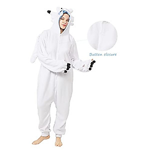 Oiziuzio Animal Unisex Onesie Holloween Cosplay Costume Dragon Pajamas for Adult Women Men White L