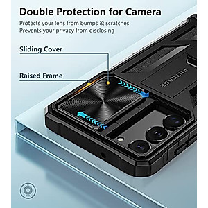 FNTCASE for Samsung Galaxy S23-Plus Case: Military Grade Shockproof Protection Case with Kickstand & Matte Textured Rugged TPU Shell | Drop Proof Protective Phone Cover for Galaxy S23+ Black