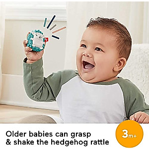 Fisher-Price Baby Shower Gift Tummy Time Fawn Wedge With 3 Sensory Baby Toys For Newborns