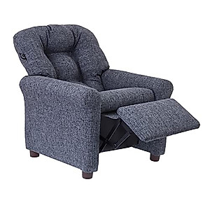 THE CREW FURNITURE Traditional Kids Recliner, Toddler Ages 1-5 Years, Home Décor Polyester Linen, Gray
