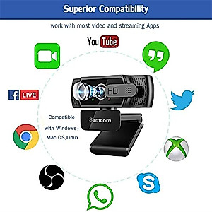 Webcam with Microphone for Desktop,1080P HD USB Webcam Live Streaming Laptop PC Computer Web Camera for Video Calling Conferencing Recording Gaming, 3D Noise Reduction