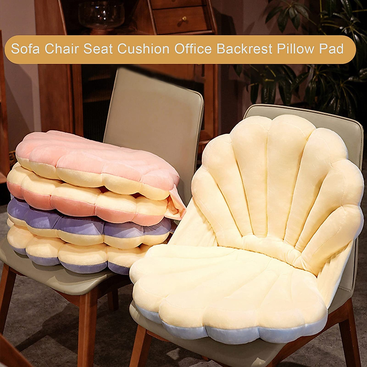 Altsuceser Soft Decorative Chair Cushion, Seashell Seat Cushion Chair Pad Waist Cushion Floor Cushion Back Support for Office Chair, Home Sofa, Bed, Floor Decoration Pink L