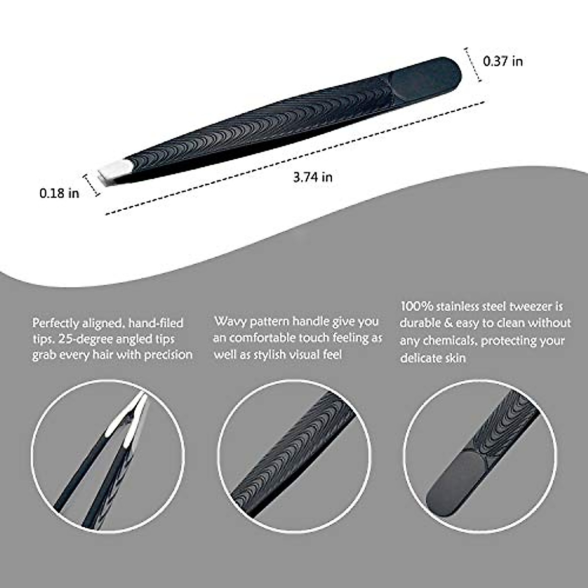 FITDON Eyebrow Grooming Set, Professional Slant Tip Tweezers & Curved Stainless Steel Scissors & 3PCS Brow Razors Trimmer & Duo Angled Eyebrow Brush with Spoolie black,sliver