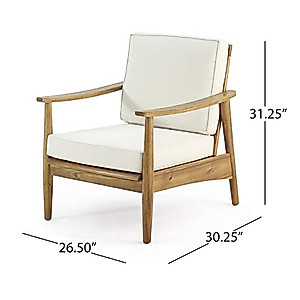 Christopher Knight Home Felix Outdoor Acacia Wood Club Chair (Set of 2), Teak Finish, Beige