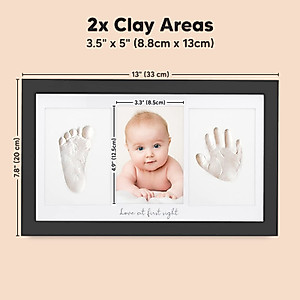 Baby Hand and Footprint Kit - Baby Footprint Kit, Newborn Keepsake Frame, Baby Handprint Kit, Personalized Baby Gifts, Nursery Decor, Baby Shower Gifts for Girls Boys (Onyx Black)