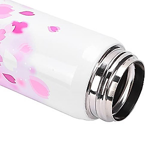 Vacuum Insulated Stainless Steel Thermos Cup,Portable Leakproof Coffee Beverage Travel Mug with Removable Lid for Biking Backpack Camping Office (Cherry blossoms)