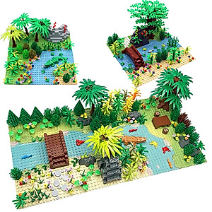 TACYILLU 6 Pack Grassland Rivers Pattern Baseplate 10" x 10" - Building Brick Base Plate Tight Fit with Major Brands for City Roads Building Blocks Kids Toy (2 Straight + 4 Curve)