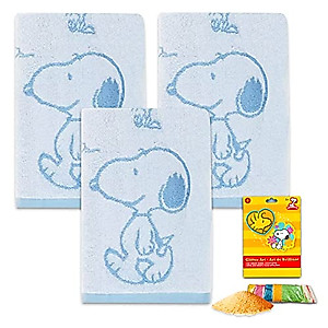 Screen Legends Snoopy Hand Towels for Bathroom - 3 Pc Charlie Brown Bathroom Decor Bundle with 16" x 26" Snoopy Hand Towels for Kids, Adults Plus Snoopy Art Kit | Snoopy Bathroom Accessories