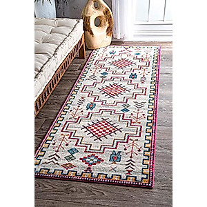 nuLOOM Richelle Tribal Medallion Area Rug, 1 Count(Pack of 1), Silver