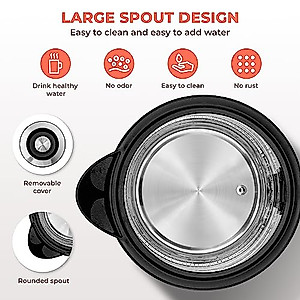 Pukomc Electric Kettle Temperature Control with 5 Presets, 1500W Keep Warm Electric Tea Kettle & 1.7L Hot Water Boiler, Auto-Off & Boil-Dry Protection, BPA Free, Black