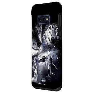 Galaxy S10e Space Wolves 3 Three Snow Wolf Howling At Moon Case