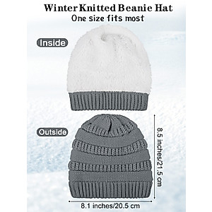 KUTTOR 6 Pieces Winter Knitted Beanie Hats Gloves Set Warm Cozy Skull Ski Cap Touchscreen Knitted Gloves for Women