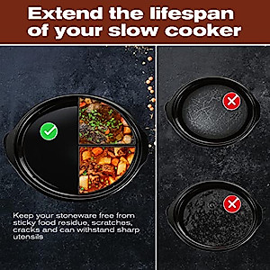 4 In 1 Slow Cooker Divider Liner Fits 6 QT Crockpot, 4 Grids Silicone Crockpot Divider, Cooking Liner for Round and Oval Slow Cooker, Reusable/Leakproof/BPA Free/Dishwasher - Black