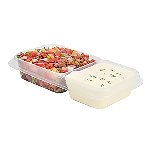 Restaurantware TRAYS ONLY: Futura 15.2 Ounce Trays For Containers 100 Microwavable Trays For 24 34 And 44 Ounce Containers - Containers Sold Separately 2 Compartments Clear Plastic Food Trays