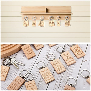 Queekay 50 Pcs Employee Thank You Gift for Women Appreciation Gifts Employee Gifts Wooden Keychain Blanks Wooden Key Ring Blank Keychains for Office Coworker Nurse Teacher Worker