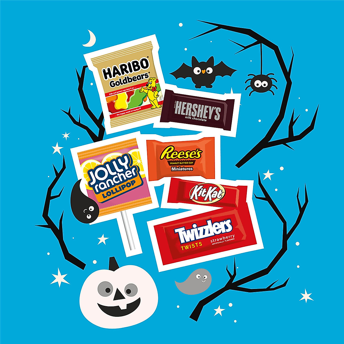 HERSHEY'S Assorted Flavored Miniatures, Halloween Candy Variety Bag, 38.46 oz (135 Piece)