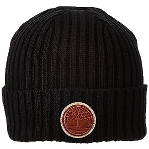 Timberland Men's Rib Shallow Beanie, Black, One Size