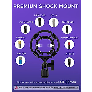 InnoGear Microphone Stand Mic Boom Arm for Blue Yeti HyperX QuadCast S SoloCast Snowball Fifine K669B and other Mic, with Shock Mount Windscreen Pop Filter Mic Clip Holder Cable Ties, Large