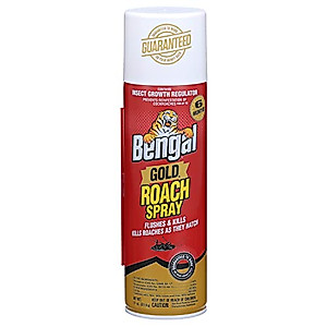 Bengal Gold Roach Spray, Odorless Stain-Free Dry Aerosol Killer Spray with Insect Growth Regulator, 11 Oz. Aerosol Can