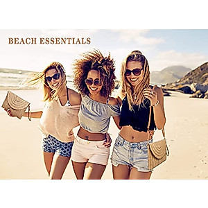 COOKOOKY Straw Clutch Handbag Summer Beach Straw Purse for Women woven Envelope Bag and 2 Pairs Rattan Earrings (Light brown bag and Rattan earrings)