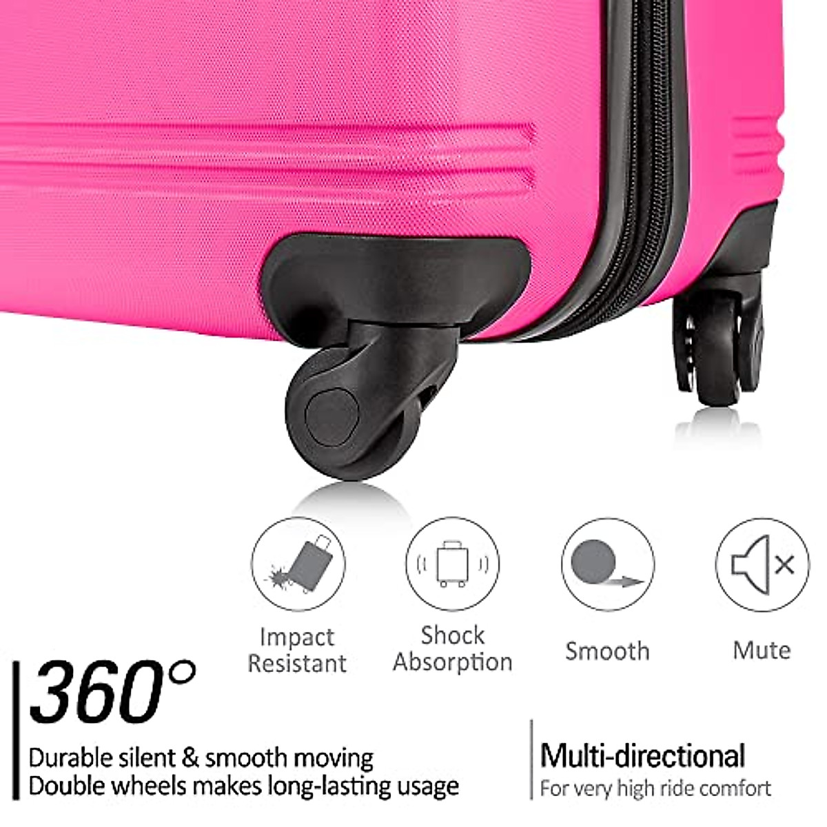 Merax Luggage Sets 3 Piece Suitcase Set 20/24/28,Carry on Luggage Airline Approved,Hard Case with Spinner Wheels,Pink