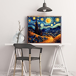 TUMOVO Paint by Starry Night Number Sky and Full Moon Over The Town Paint by Numbers for Adults Abstract Style Adult Paint by Numbers Kits on Canvas DIY Paint by Numbers for Adults Beginner 16x20inch