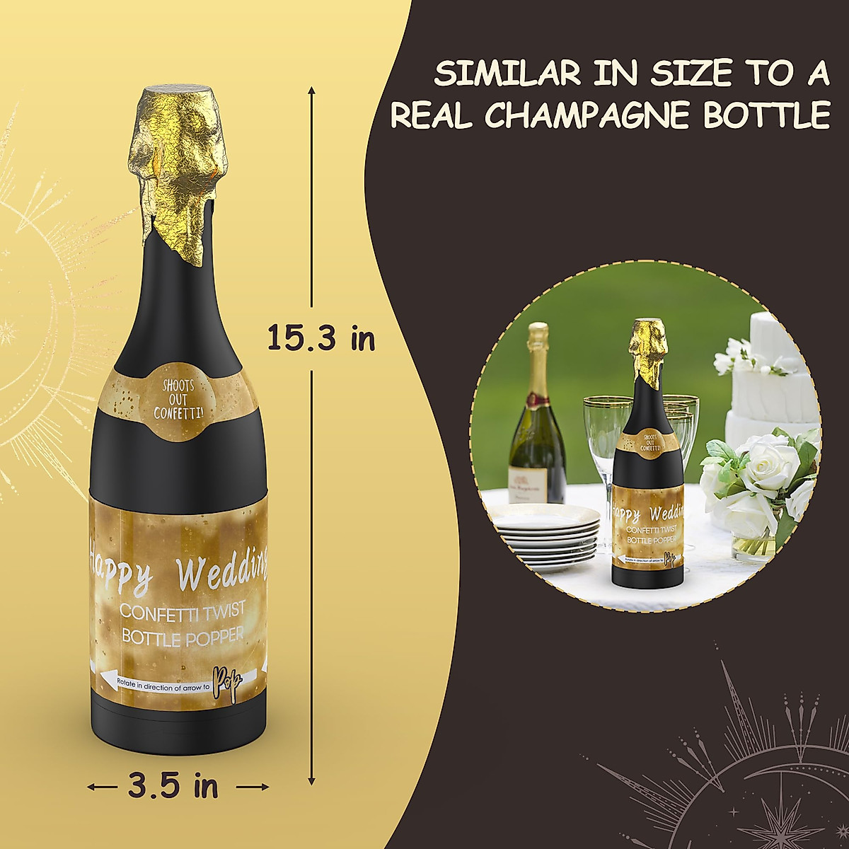 POPUPARTY Champagne Bottle Party Popper - 15.3'' (1 Pc.) - for Birthday, Celebration, Wedding, New Year, Party Decoration
