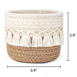 Mkono 4 Pcs Macrame Storage Baskets Boho Desk Accessories