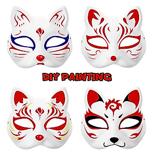 TOYANDONA 10pcs Cat Masks to Paint, Animal Dress Up Masks DIY White Masks Half for Masquerade Halloween Kids Cosplay Masks Costume Party Favors