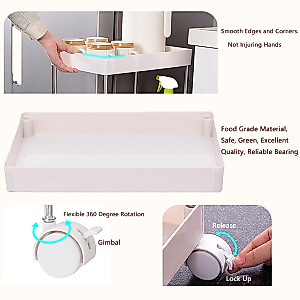 LYZOLICS 3-Tier Slim Storage Cart Mobile Shelving Unit Organizer Slide Out Storage Rolling Utility Cart Stainless Steels Tower Rack for Kitchen Bathroom Laundry Narrow Places (Transparent, 10.23inch)