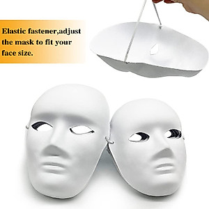 16 Pcs DIY Full Face Masks,Paintable Paper Mask,White Craft Masks,Cosplay Masquerade Mask for Halloween Party,DIY Creativity,Women,Men,Kids,2 Sizes