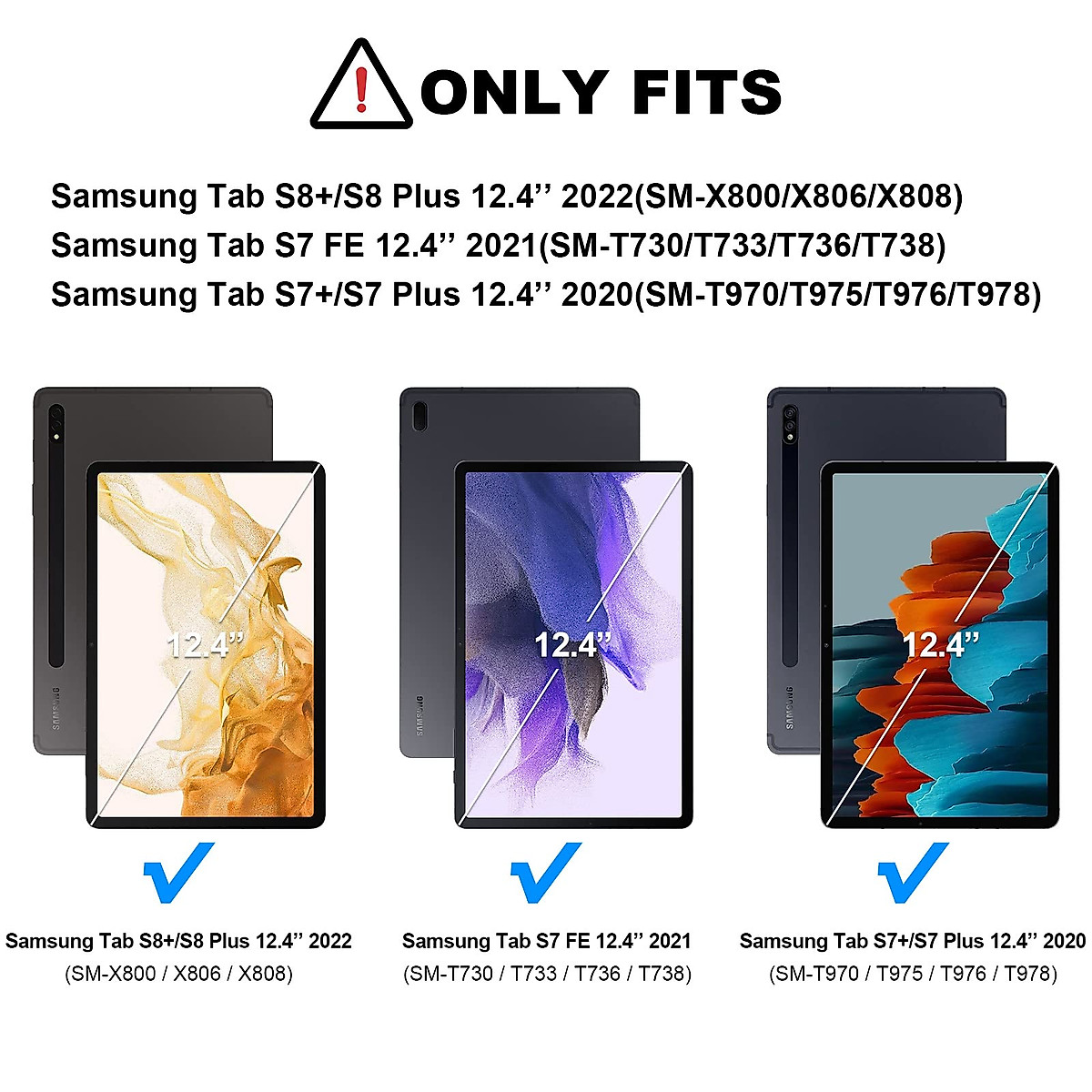 Nillkin Galaxy Tab S8 Plus Keyboard Case with Stand, for Samsung Galaxy Tab S7 Fe S7 Plus S7+ with Detachable Keyboard with Trackpad, Pencil Holder Tab S8+ 5G Tablet Keyboard case12.4 inch