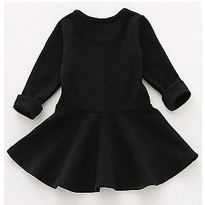 BGIRNUK Girls' Baby Dress Infant Toddler Girl Ruffles Long Sleeves Cotton Dress Black 80