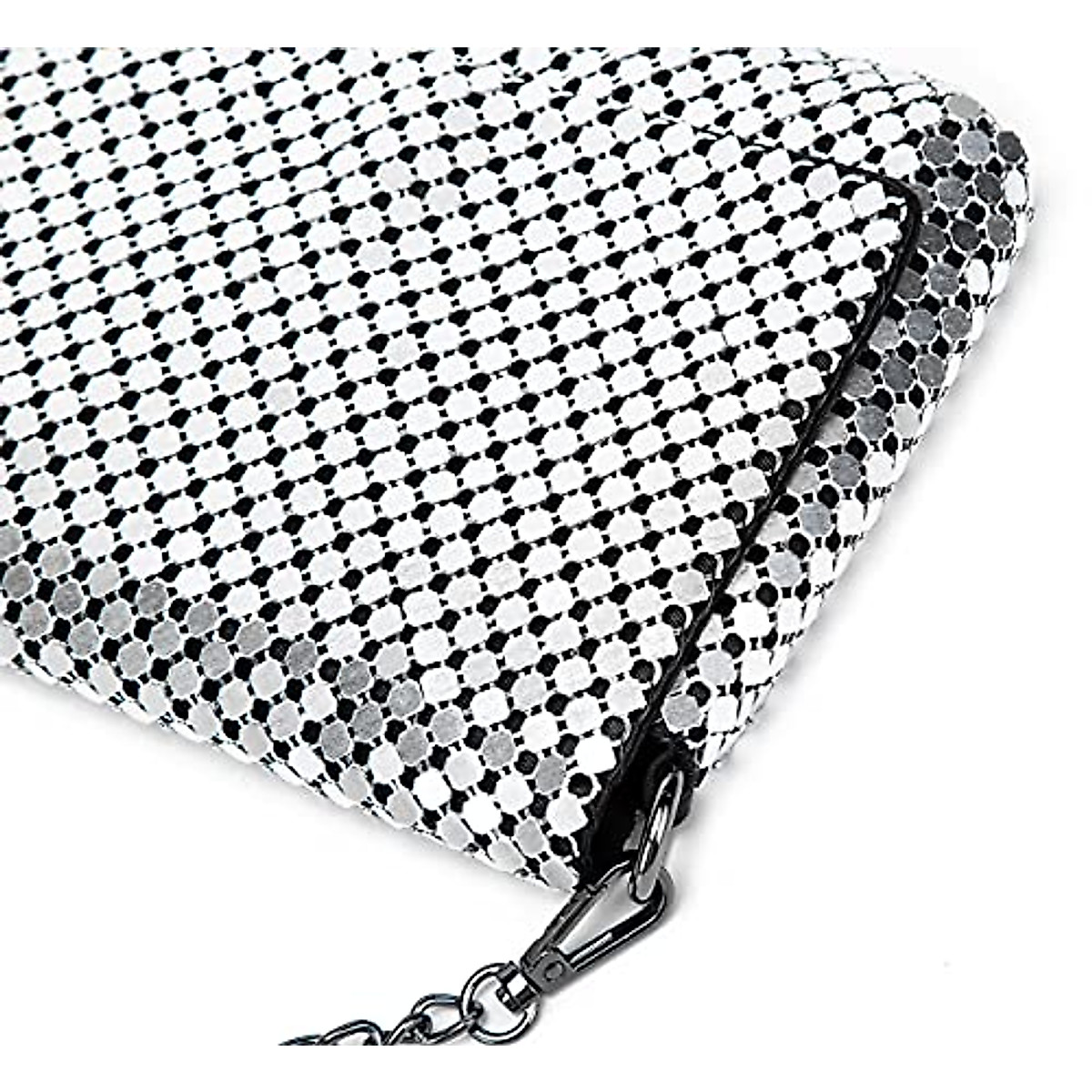 inOne Evening Handbag Purse Crossbody Party Wedding Nightclub Shoulder Bag for Women - Metal Sequins Silver