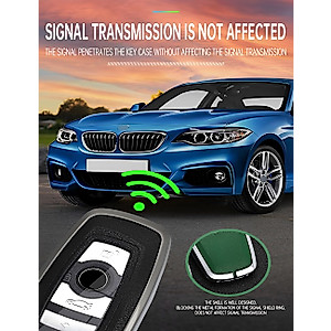 HUBEIVO for BMW Key Fob Cover Case Metal Shell Car Smart Keys Protect Keychain Compatible 1 3 4 5 6 7 Series X3 X4 M5 M6 GT3 GT5 (P-BWAqz-Brown)