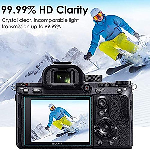 QIBOX Screen Protector Compatible with Sony Alpha a7RIII a7RIV A7R3 A9 A7RII A7SII A77II RX100 Camera, Tempered Glass Screen Guard Full Coverage Edge to Edge[3 Pack], Not for A7IV Camera