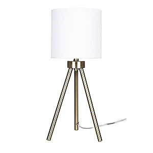 Catalina Lighting 22967-001 Mid-Century Modern Tripod Table Lamp, LED Bulb Included, 19", Antique Brass