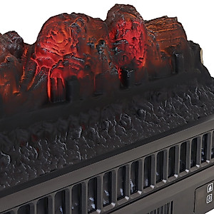 Sunnydaze Heated Log Electric Fireplace Insert Heater - Polypropylene Construction - Great for Existing Fireplaces